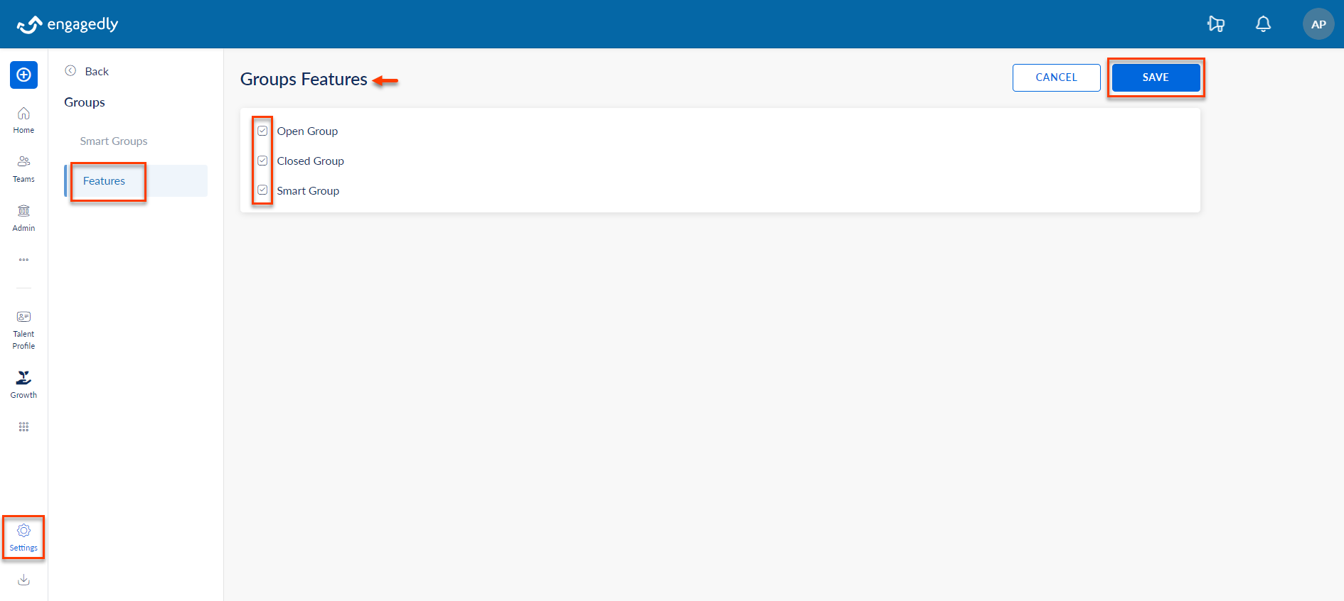 Configure Groups Settings
